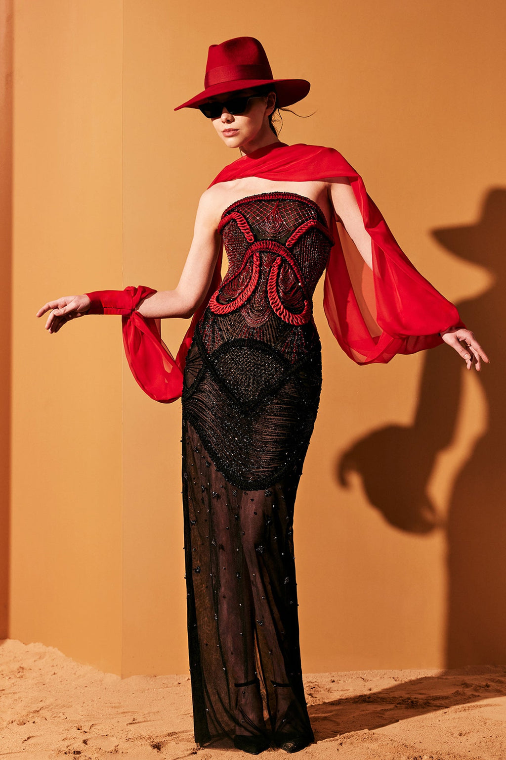 Open sleeves fully embroidered dress – HERTROVE