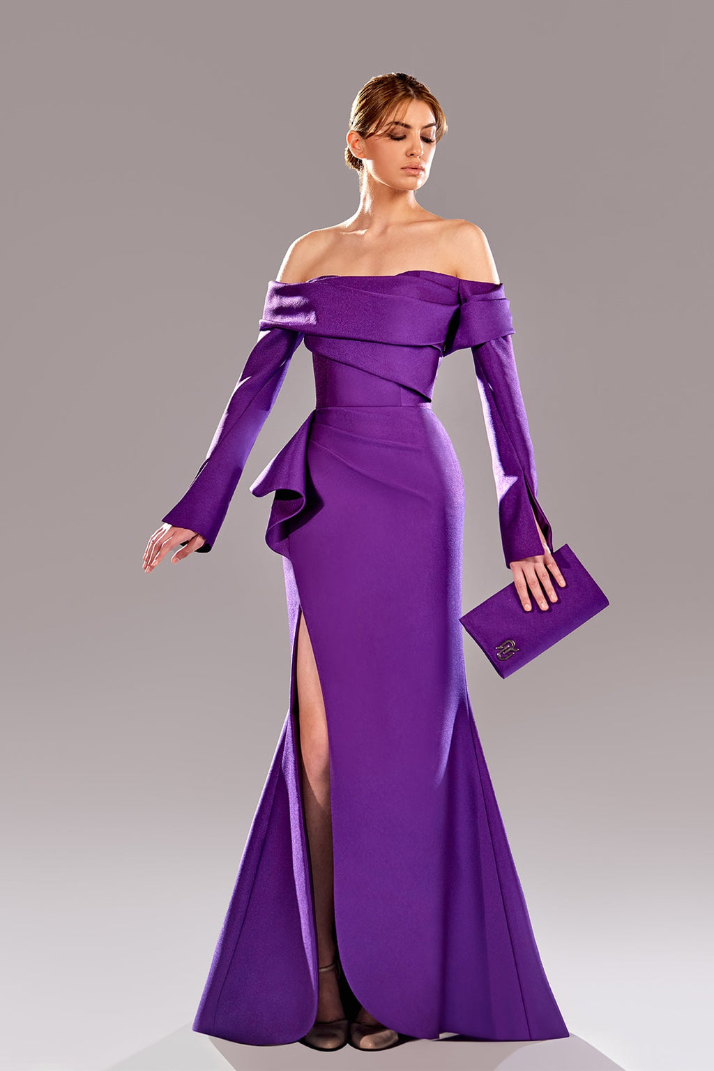 Side slit off shoulder tesla dress – HERTROVE