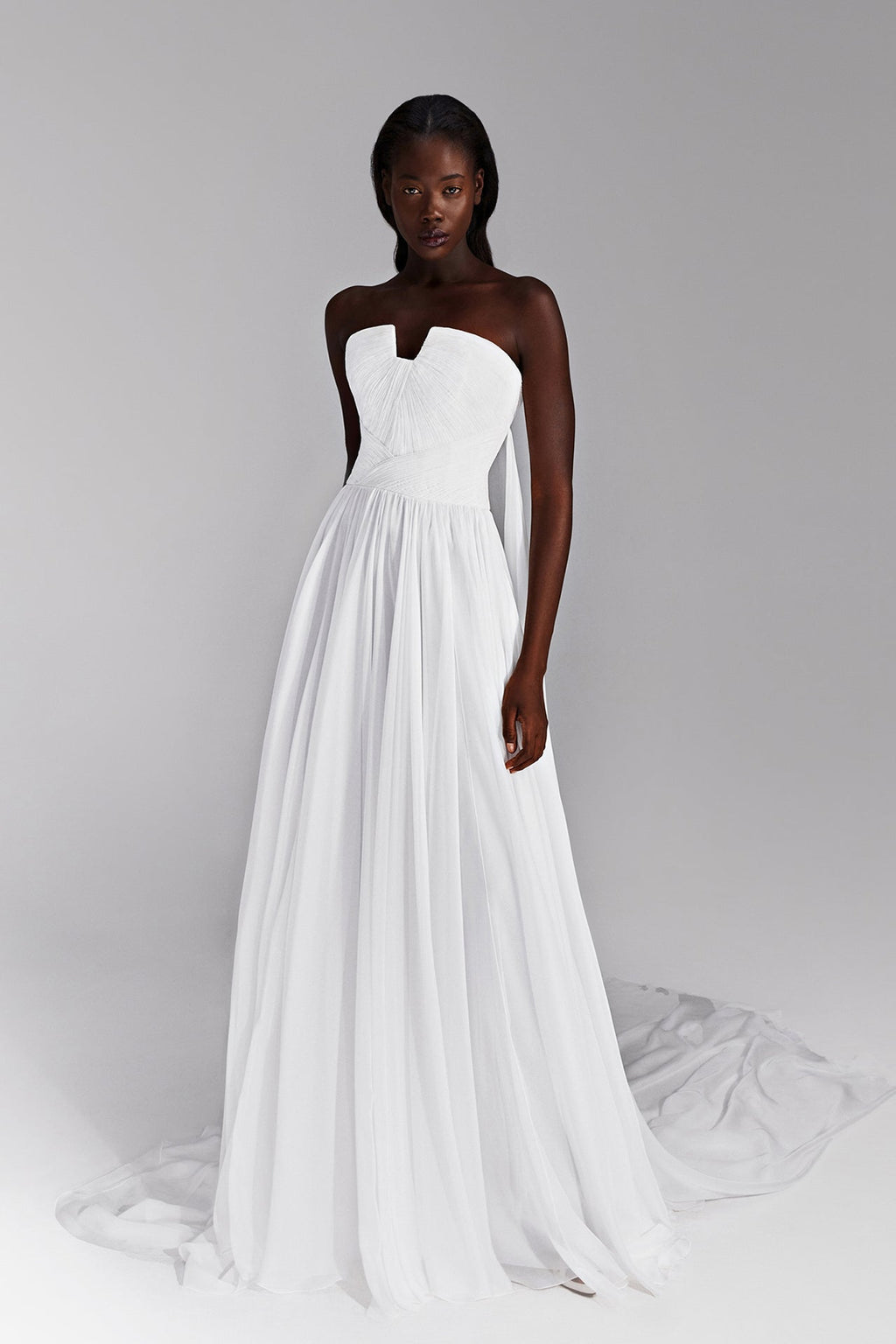 Draped bust chiffon dress with cape twist – HerTrove
