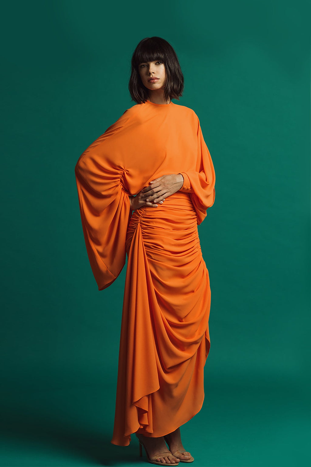 Draped skirt featuring top and georgette blouse – HERTROVE