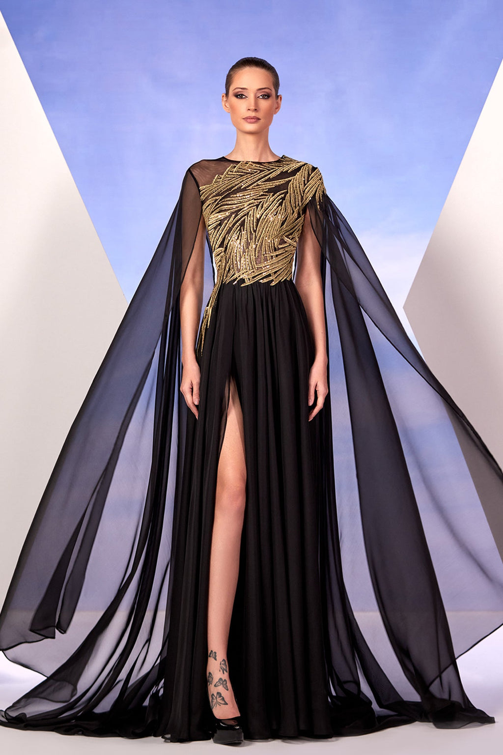 Embroidered chiffon dress – HERTROVE