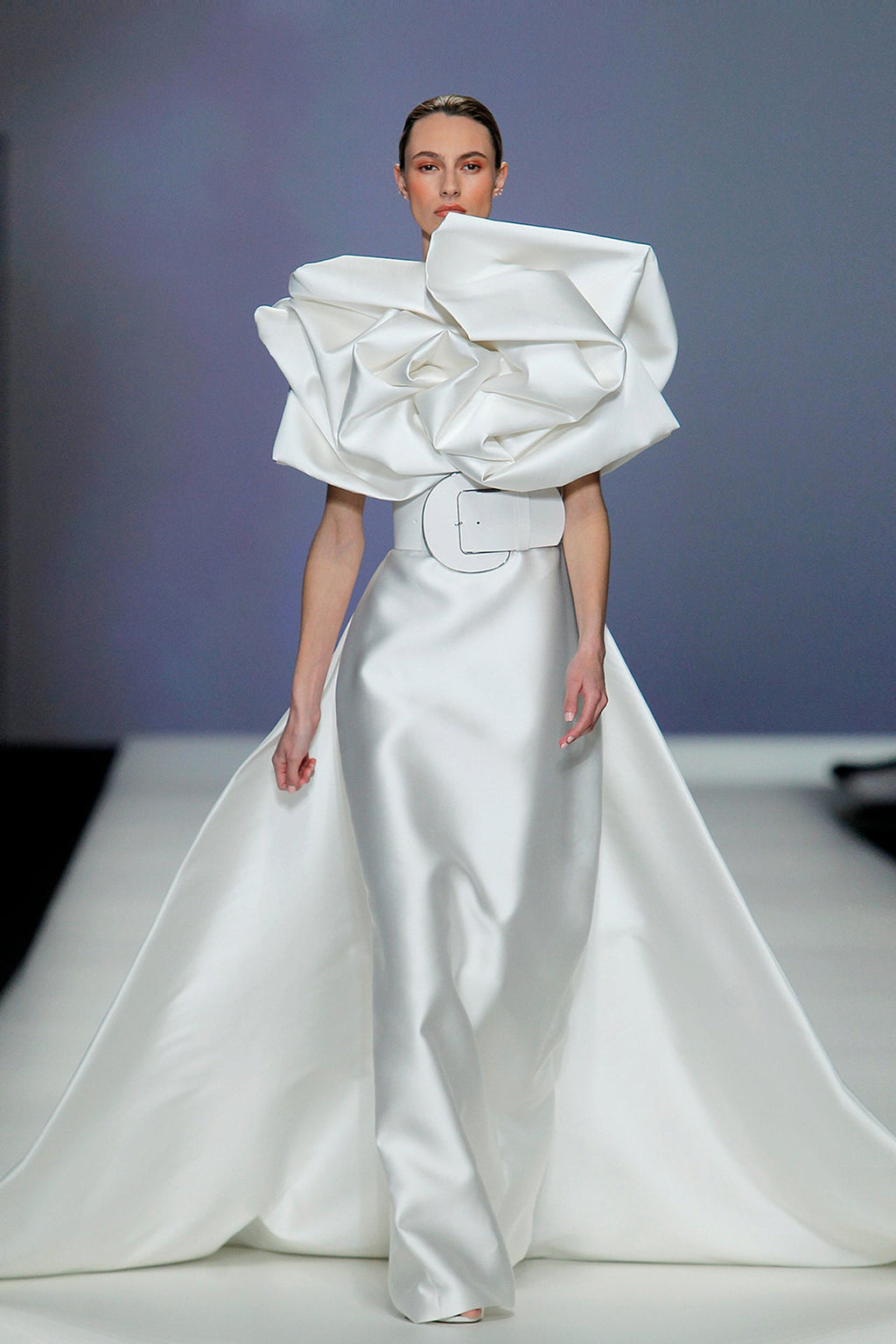 Oversized structured bodice back train gown – HERTROVE