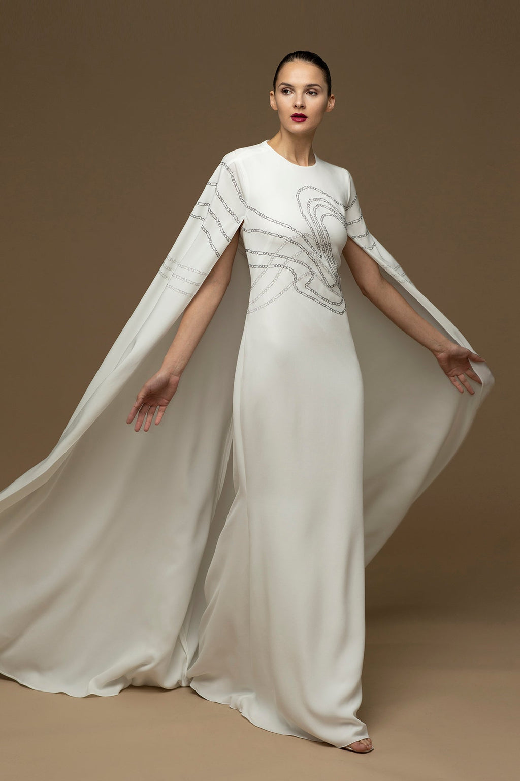 Cape style sleeves column dress – HERTROVE