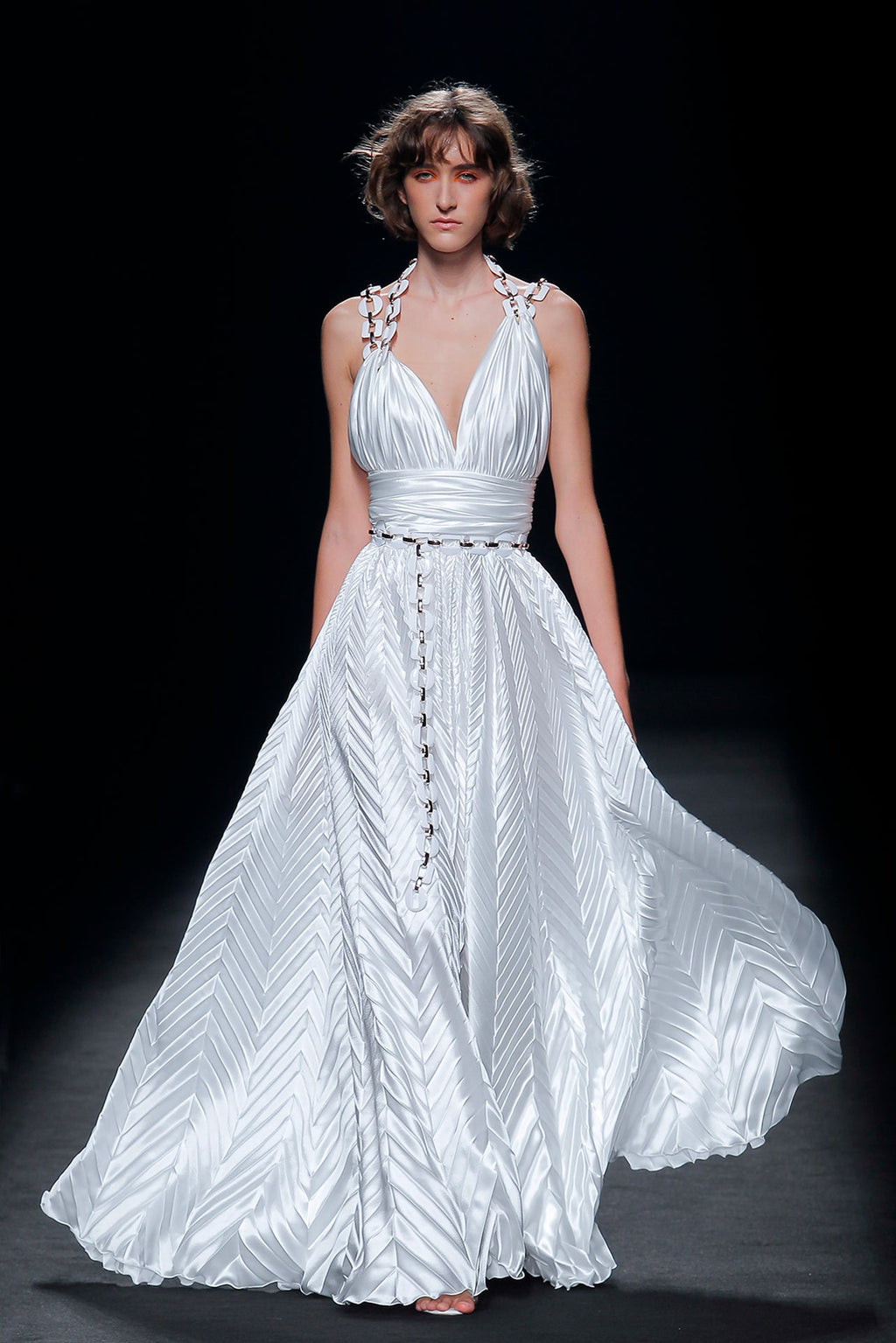 Draped waistline V neck dress- Hertrove