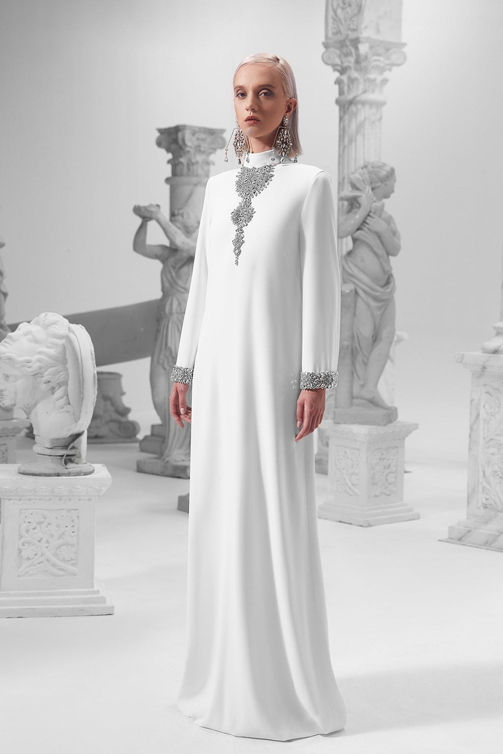 Long sleeves embellished dress- Hertrove