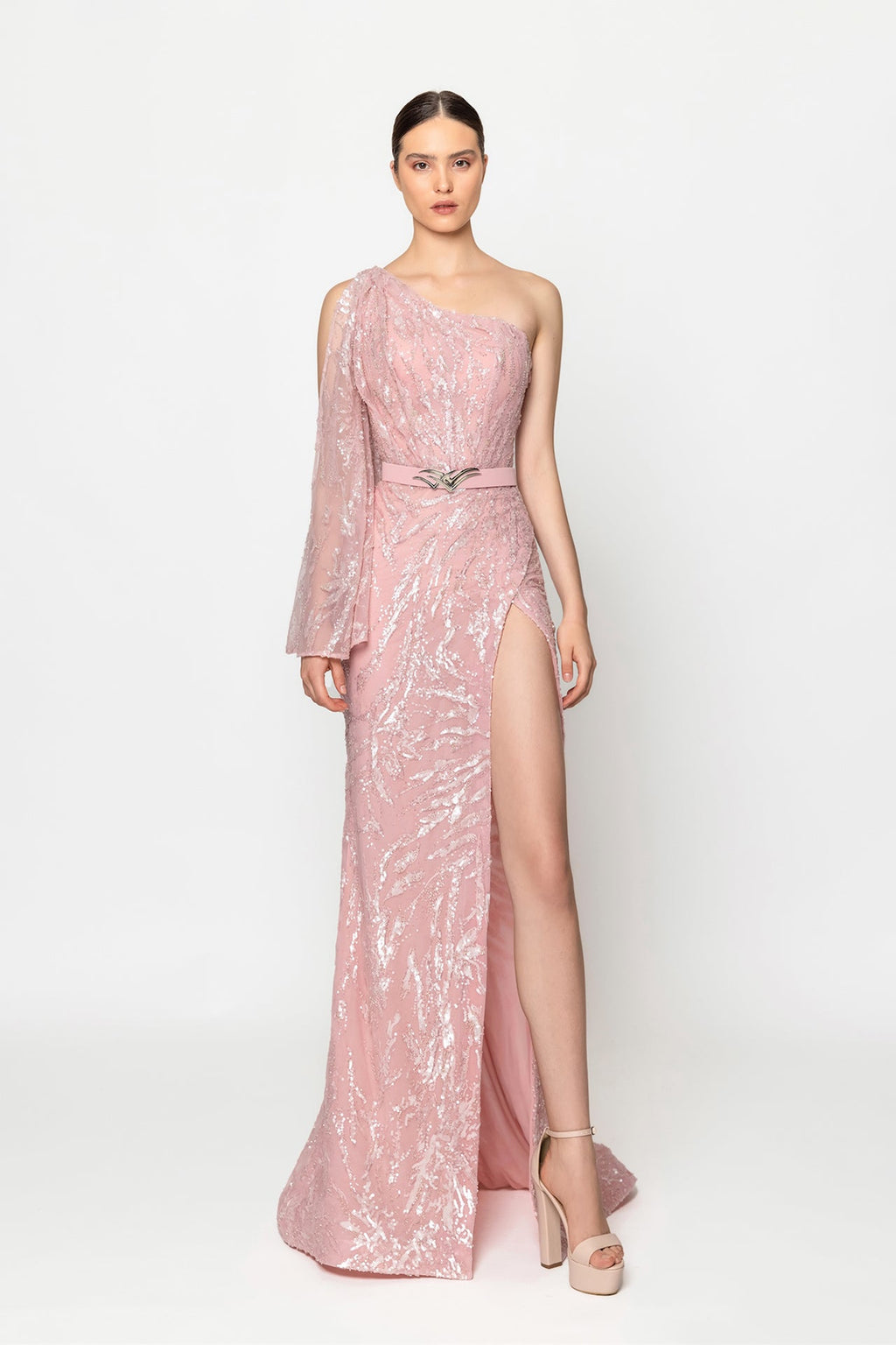 One sleeve fully beaded dress – HERTROVE